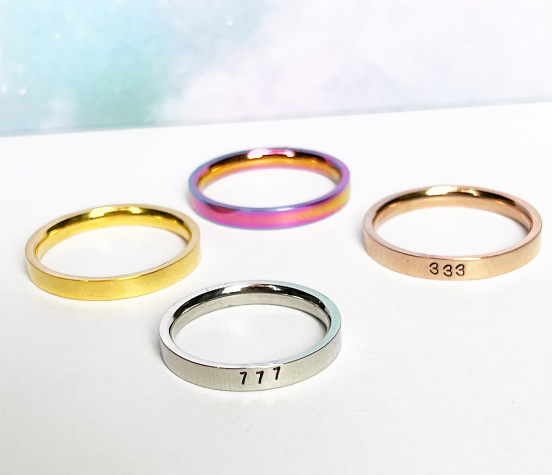 Angel Number Ring, Stainless Steel Ring, Custom Number Ring in Silver ...