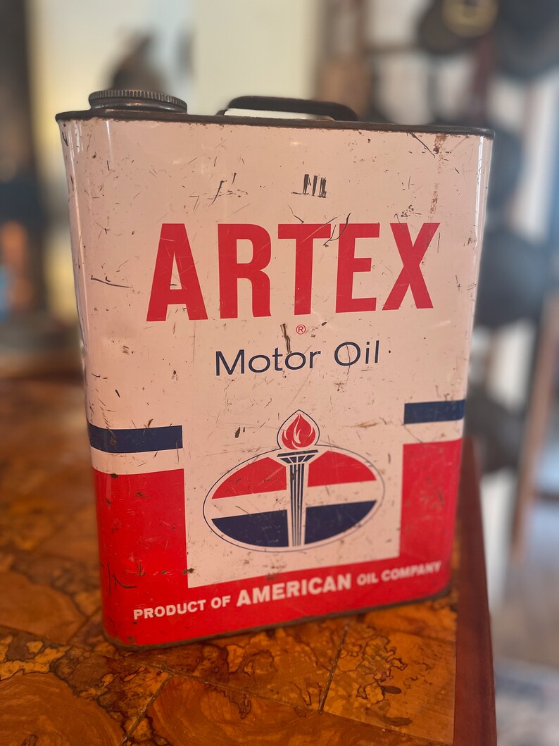 Vintage ARTEX Motor Oil Can 2 Gallon Antique Oil Can Artex - Etsy