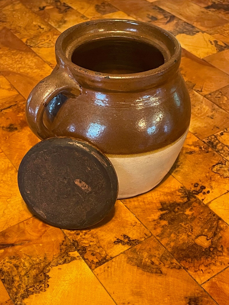 Antique Stoneware Bean Pot 1 Qt Bean Pot Brown and White - Etsy