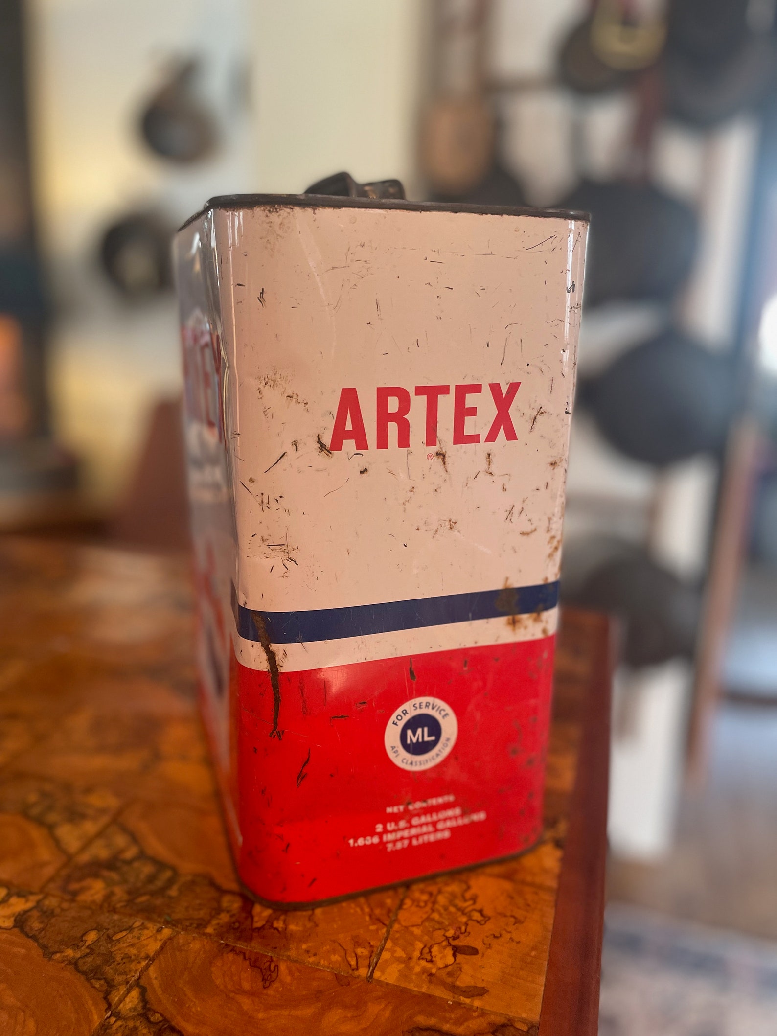 Vintage ARTEX Motor Oil Can 2 Gallon Antique Oil Can Artex - Etsy