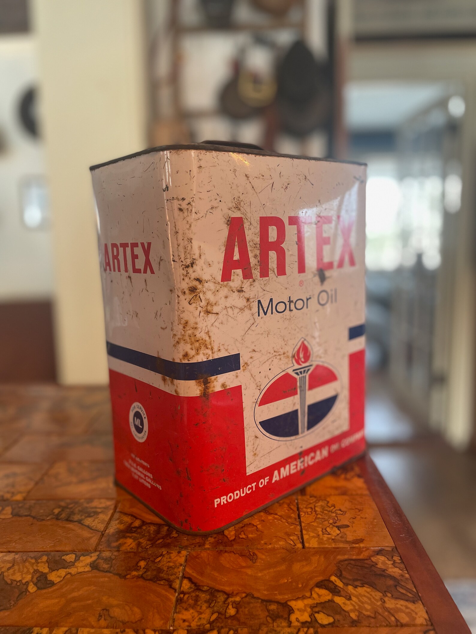Vintage ARTEX Motor Oil Can 2 Gallon Antique Oil Can Artex - Etsy