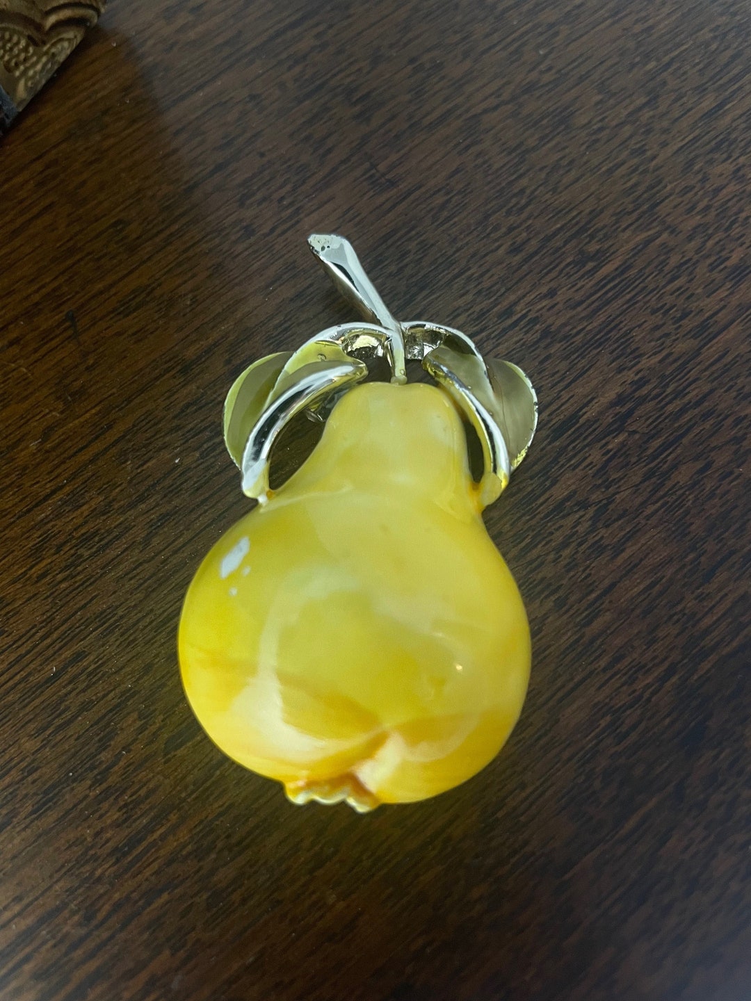 Vintage Enamel Yellow Pear Pin, Vintage Pear Brooch, Enameled Pear Pin ...