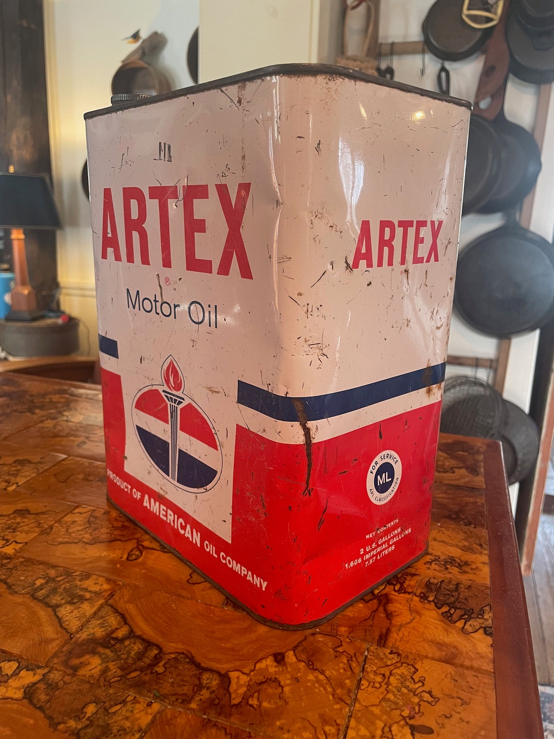 Vintage ARTEX Motor Oil Can 2 Gallon Antique Oil Can Artex - Etsy