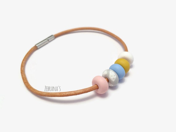 Leather bracelet beaded bracelet leather string bracelet | Etsy