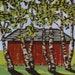 Birch Tree Stand Red Garage Original Linocut Block Print 9 - Etsy