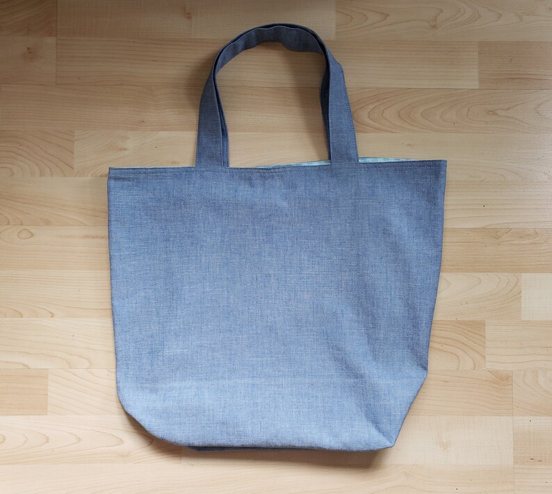 Blue Denim Reusable Grocery/shopping Market Bag, Reversible, Washable ...