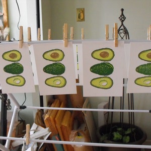 Avocado Print, Fruit and Vegetable Kitchen Décor, Original Linocut ...