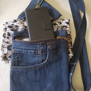 Jeans Front Pocket Crossbody Bag, Denim Cell Phone Purse, Hand Sewn ...