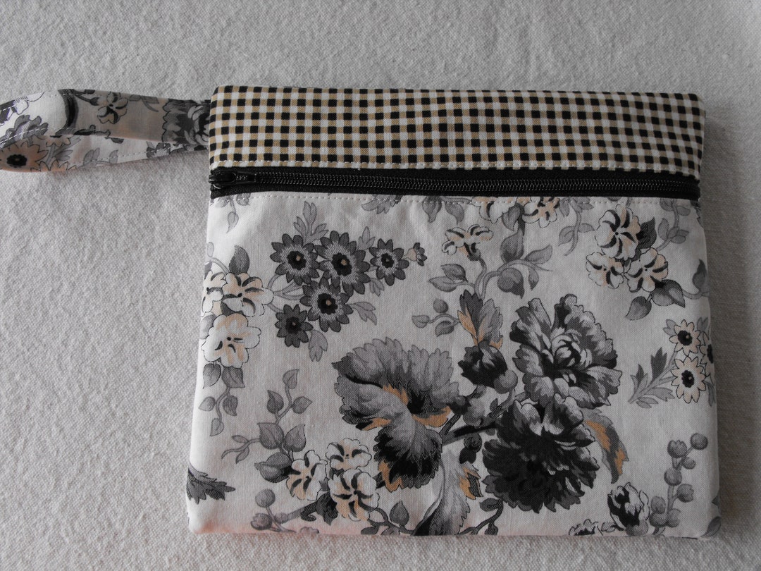 Hand Sewn Fully Lined Cotton Front Zipper Pouch With Strap, Stuff ...