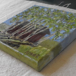 Birch Tree Stand, Old Red Garage, Original Spring Landscape ...