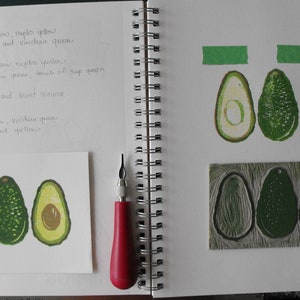 Avocado Print, Fruit and Vegetable Kitchen Décor, Original Linocut ...