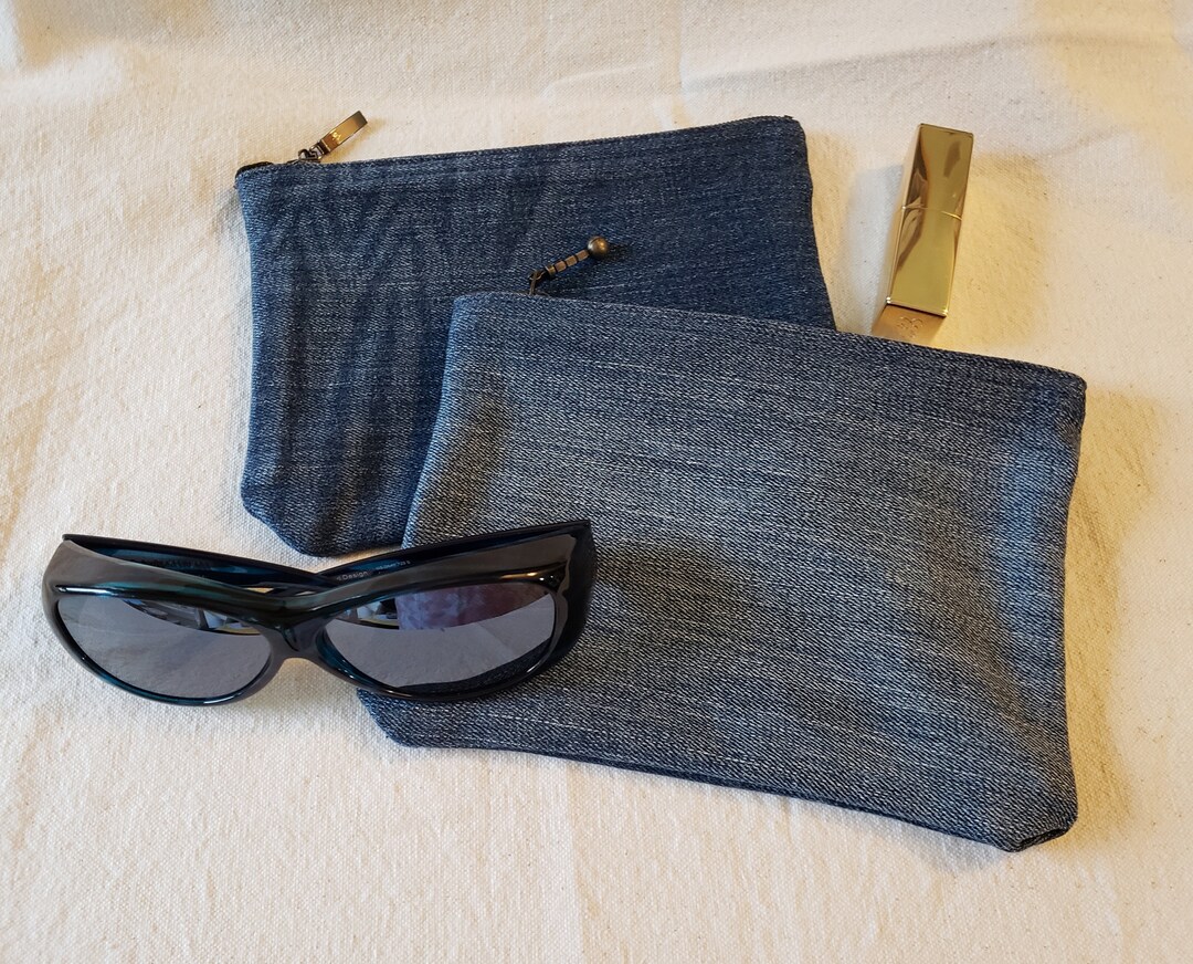 Denim Zipper Pouch, Hand Sewn Recycled Jeans, Stuff Storage, Perfect ...