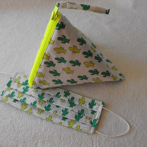 Hand Sewn Cotton Pyramid Pouch, Triangle Pouch, Zipper Pouch, Makeup ...