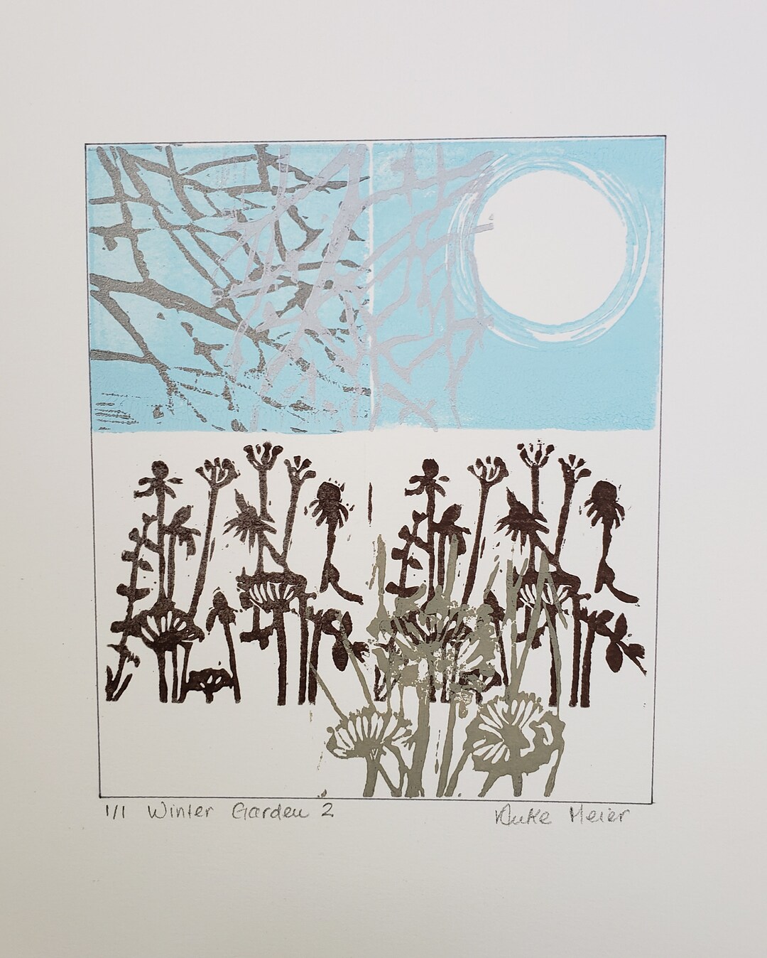 Winter Garden , Seed Pods, Bare Branches, Snow, Winter Sun, Original ...