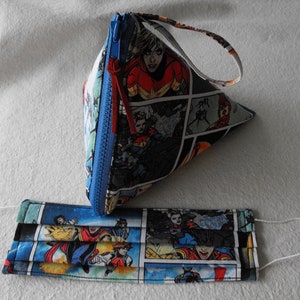 Hand Sewn Cotton Pyramid Pouch, Triangle Pouch, Zipper Pouch, Makeup ...