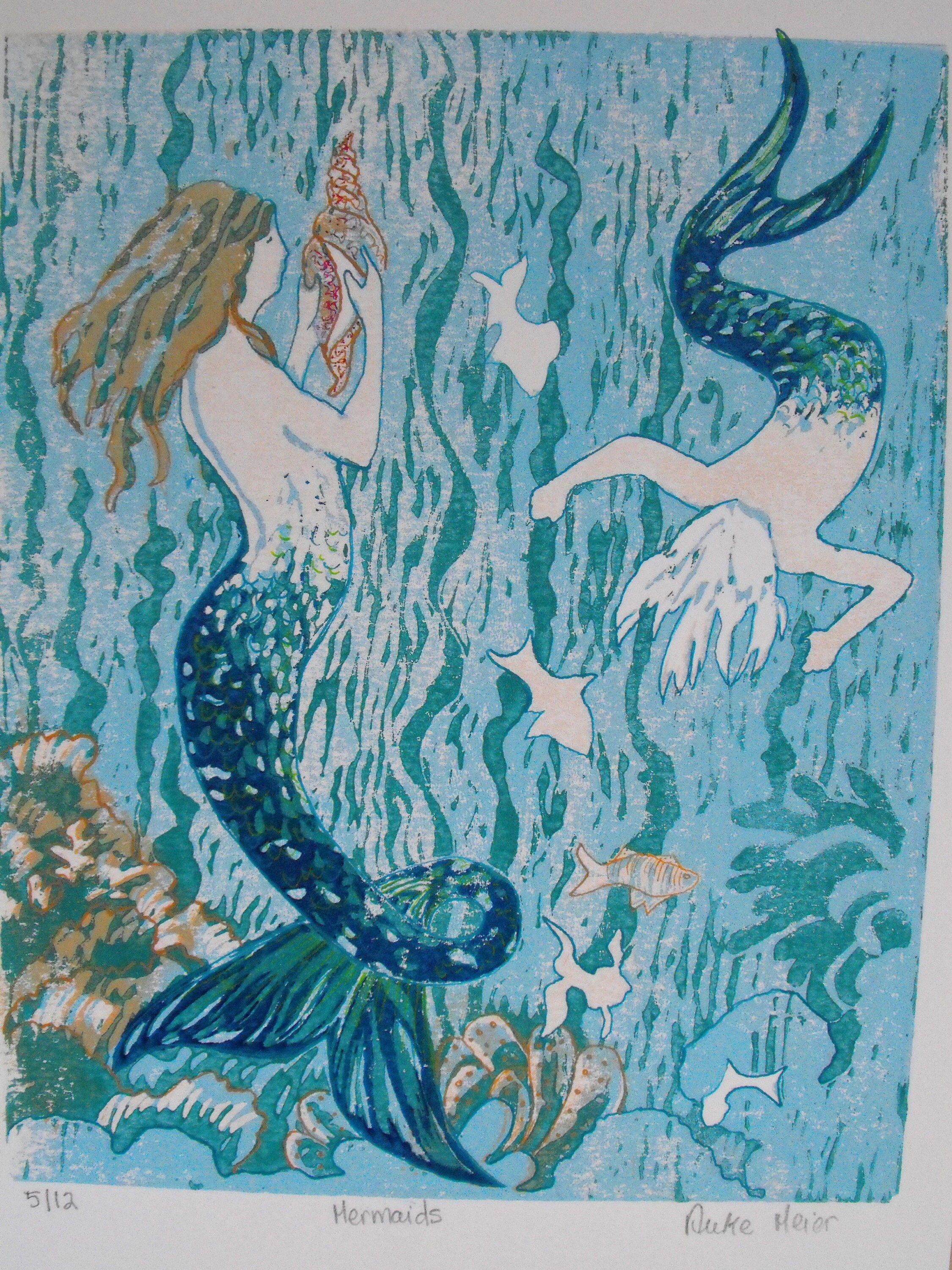 Original 5 Colour Linocut Block Print, Relief Print, Reduction ...