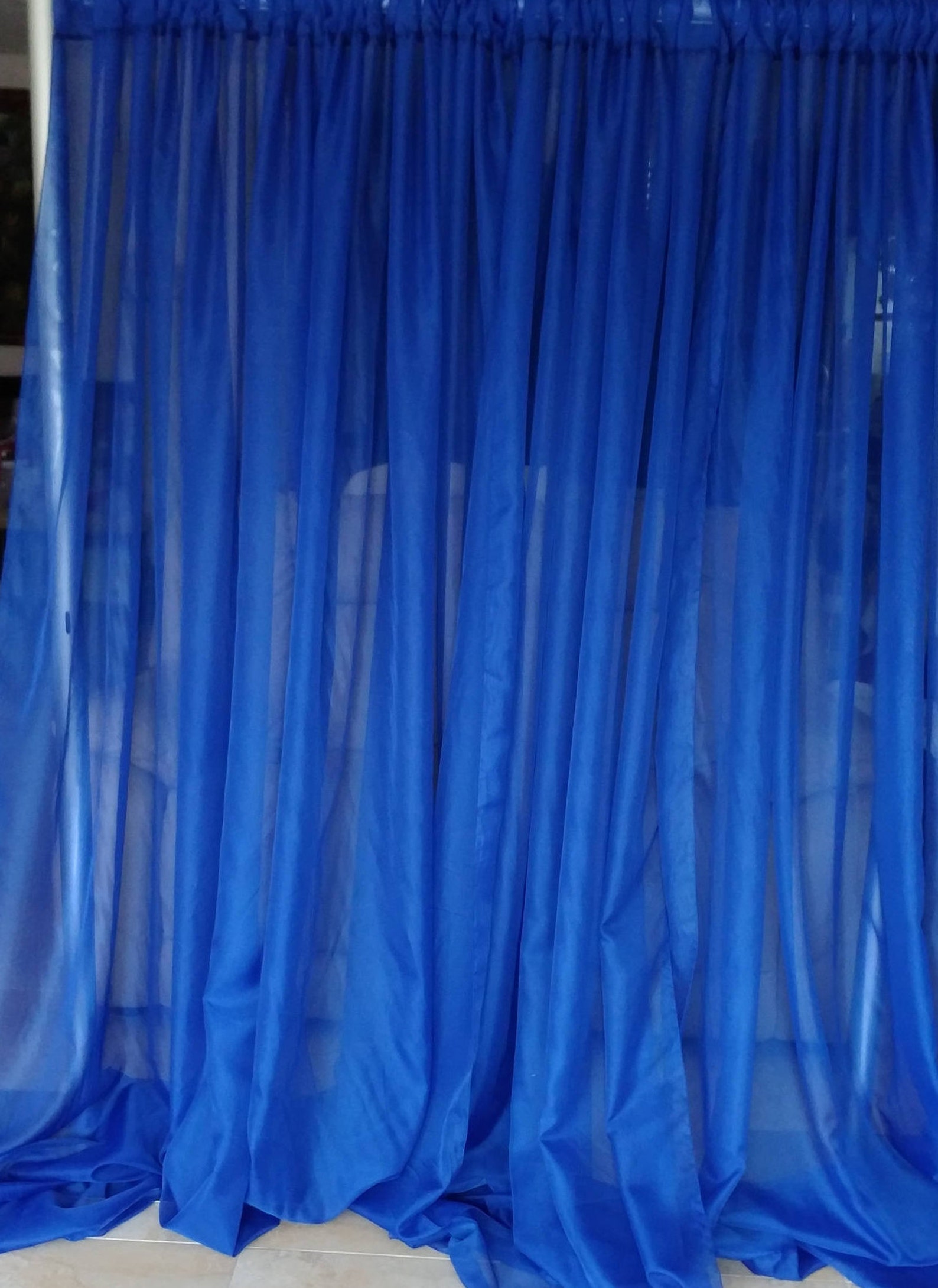 Set of 2 Royal Blue Voile Wedding Drape 6 to 12 Ft Long X - Etsy