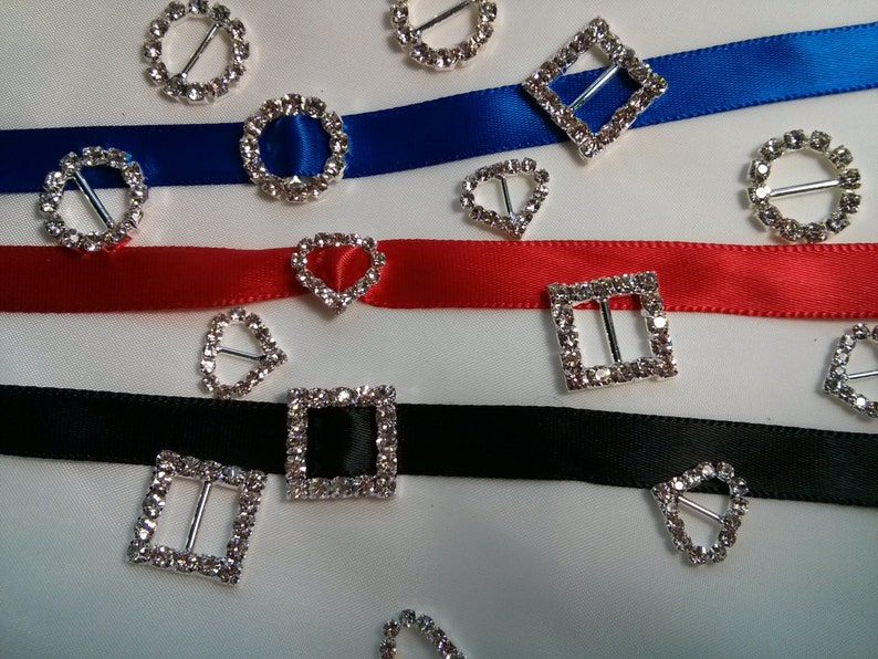 Set of 6 Rhinestone Buckle Ribbon Slider for Wedding Decorations 15 Mm ...