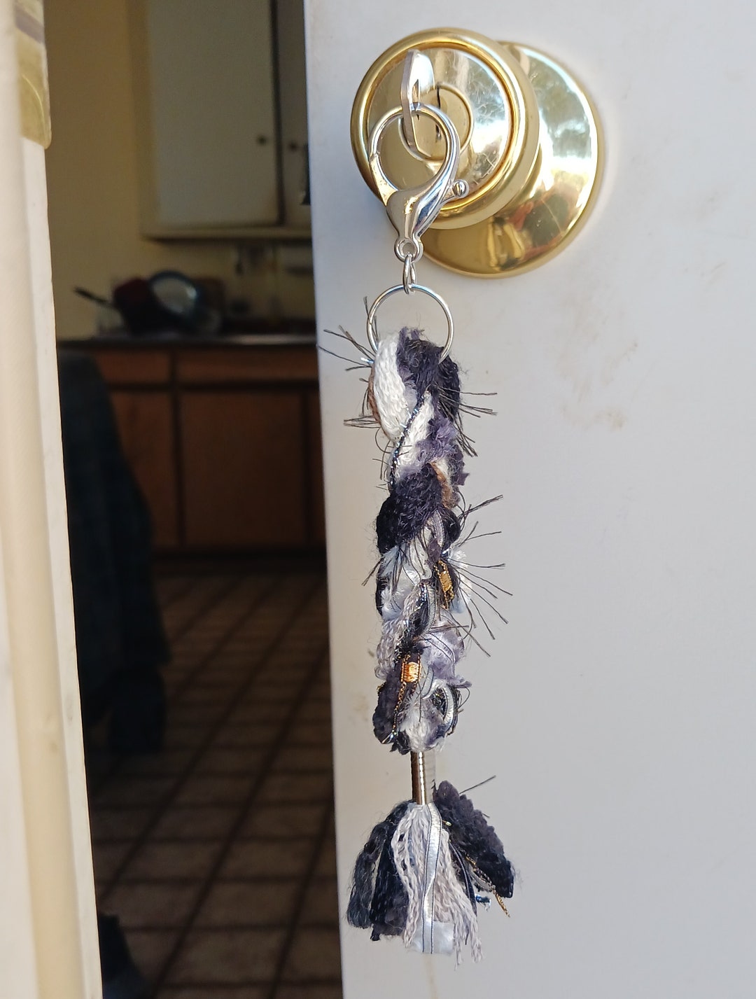 Boho Key Chain, FOB, Keychains for Women, Colors: Black & White W Gold ...