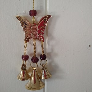 Shiny Butterfly Wind Chime in Brass With Beads and Bells - Etsy