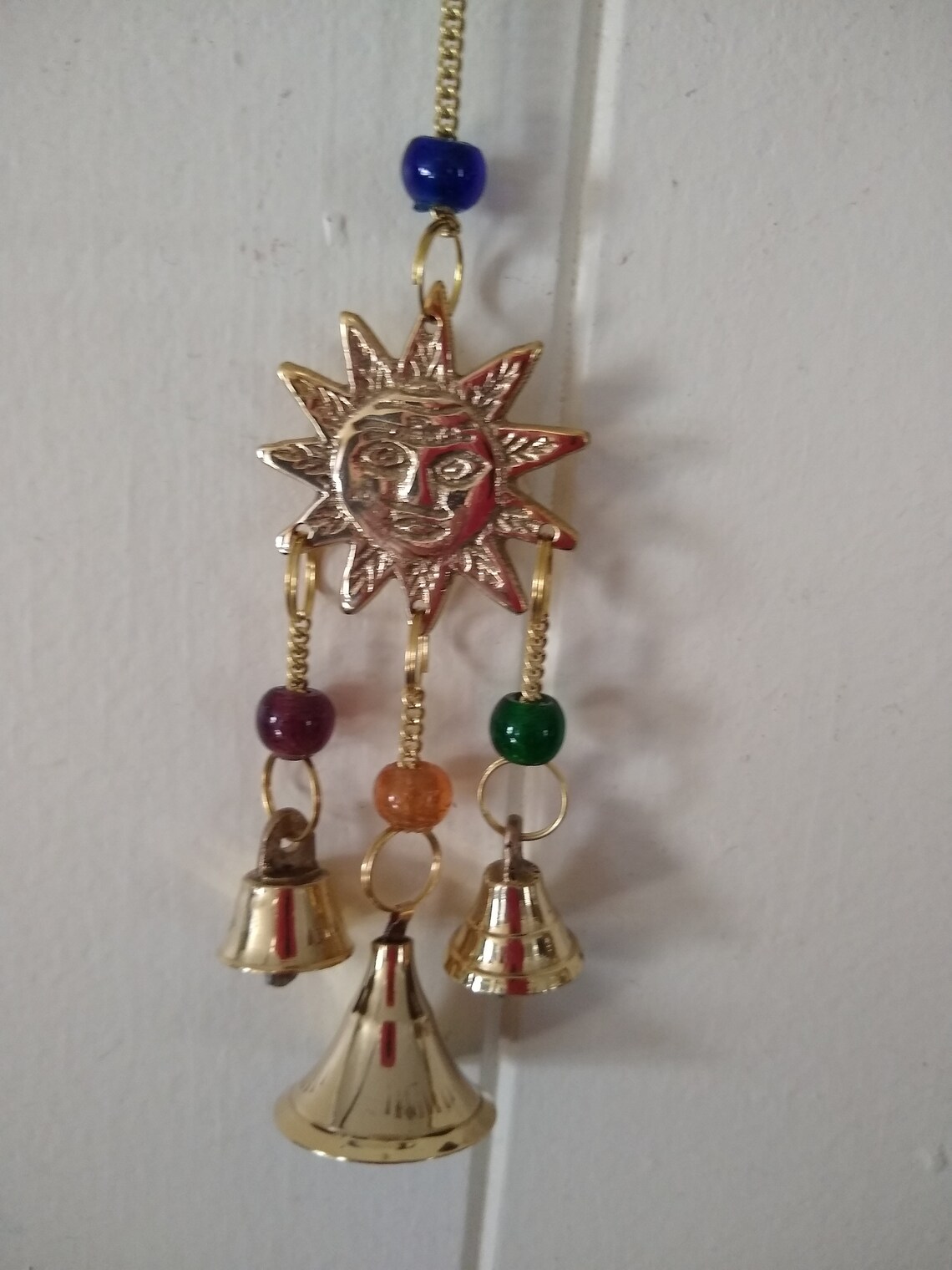 Shiny Sun Wind Chime in Brass With Beads and Bells | Etsy