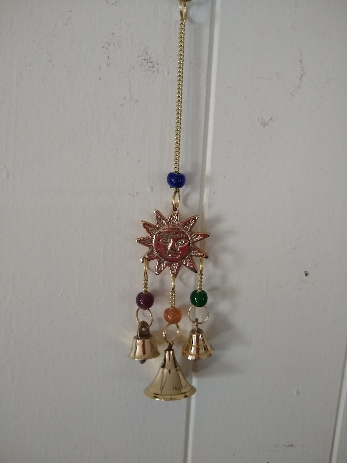 Shiny Sun Wind Chime in Brass With Beads and Bells - Etsy