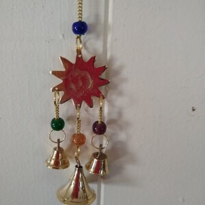 Shiny Sun Wind Chime in Brass With Beads and Bells - Etsy