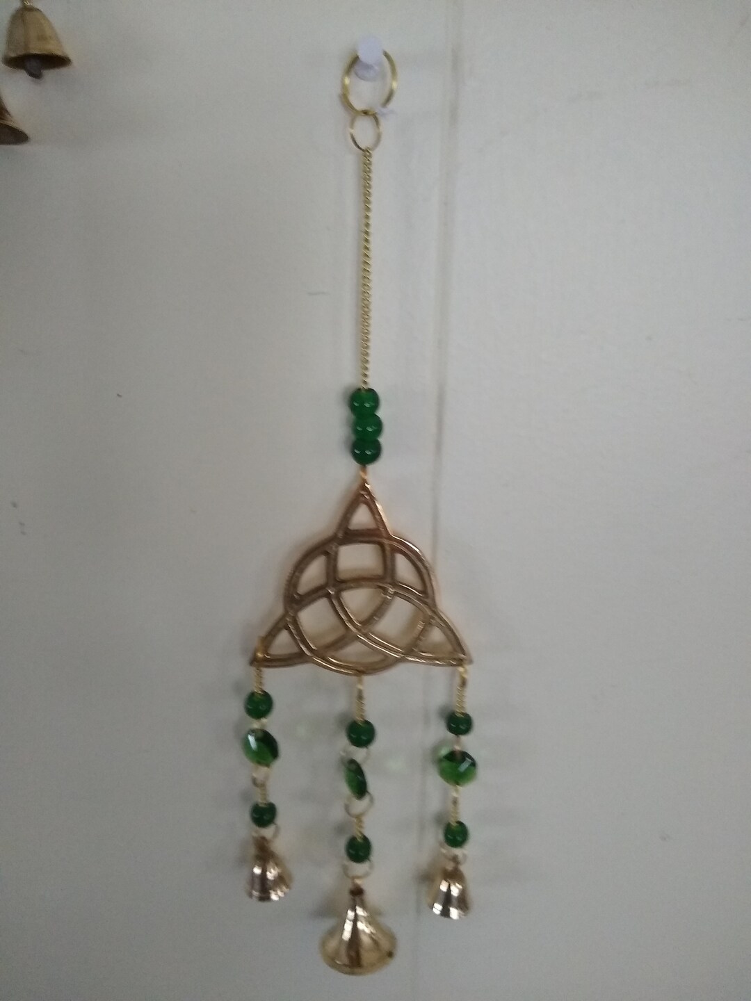 Shiny Celtic Knot Wind Chime in Brass With Beads and Bells - Etsy