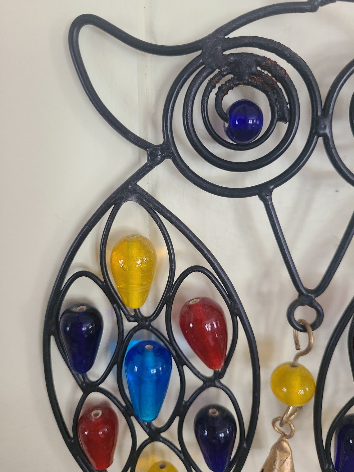 Iron Hoot Owl Wind Chime With Beads and Bells - Etsy