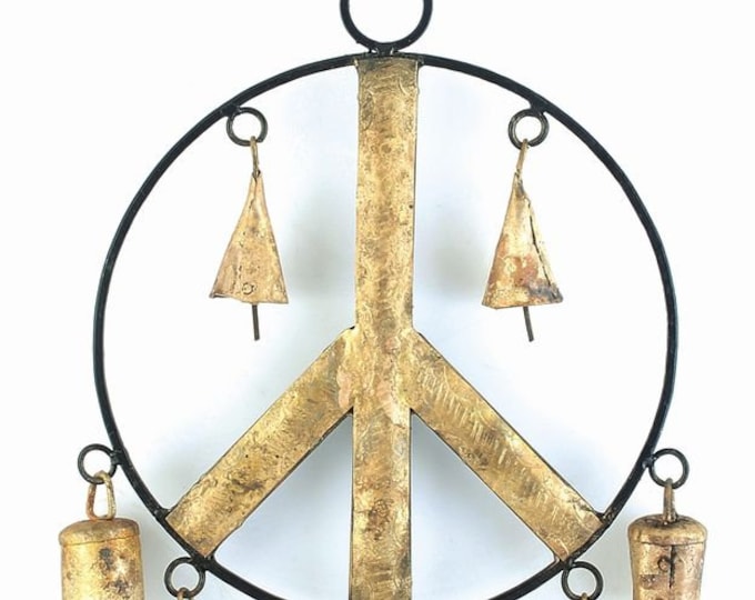Peace Sign Wind Chime With Bells in Iron - Etsy