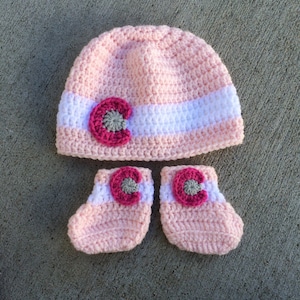 Crochet Baby Blue Colorado Hat and Baby Booties Set Newborn, 0-3 Months ...