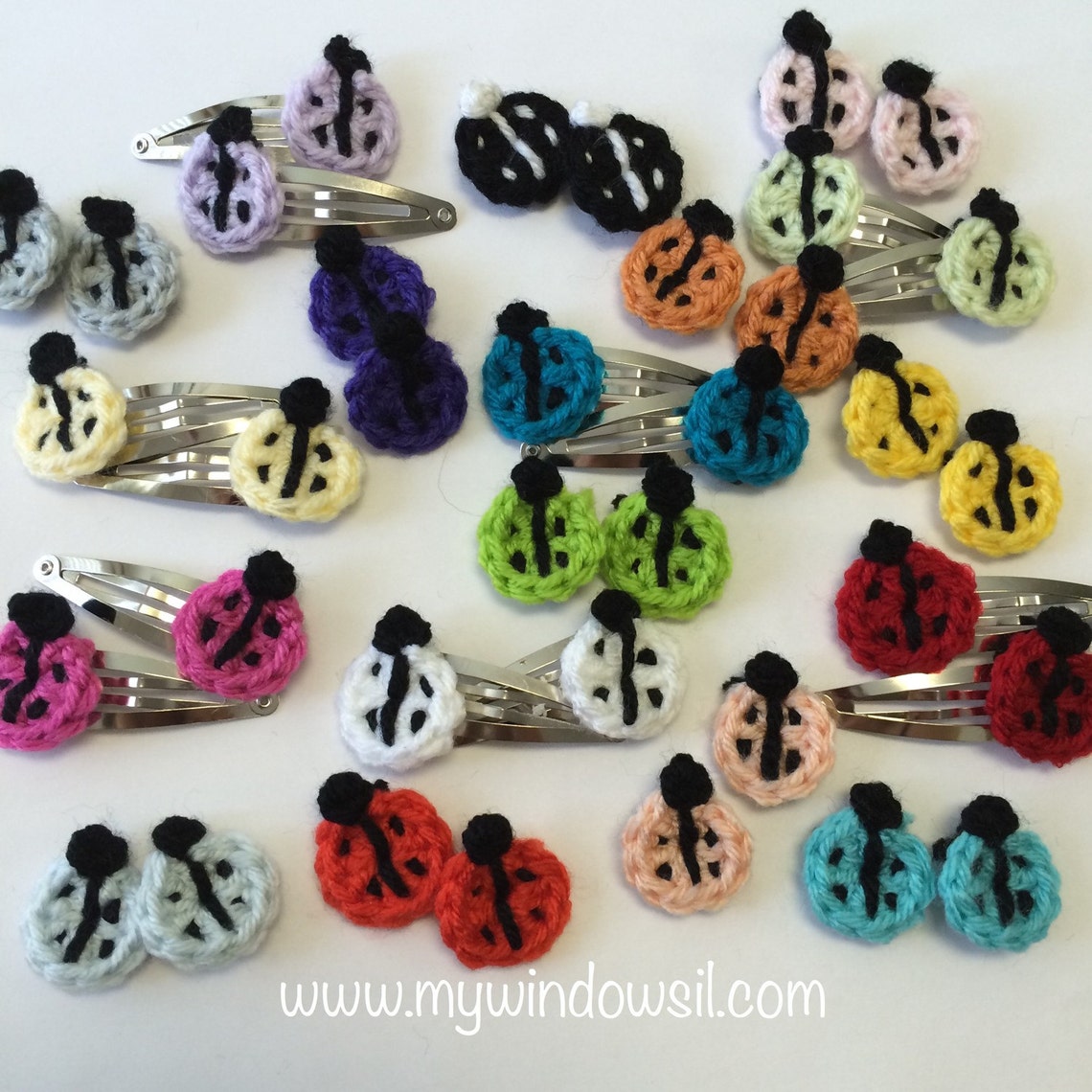 2 Pairs of Crochet Lady Bug Hair Clips Ladybug Barretts - Etsy