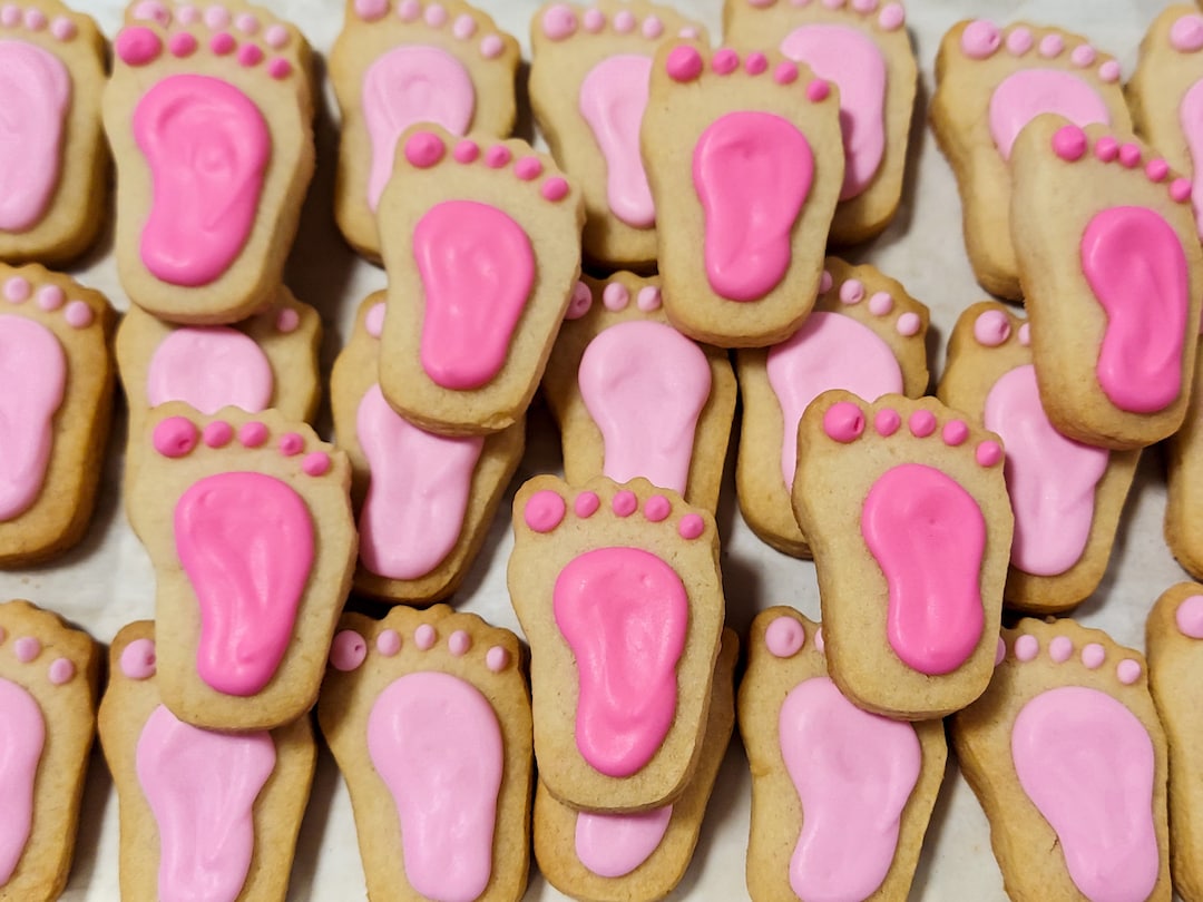 Mini Baby Footprint Cookies (4 Dozen) - Etsy