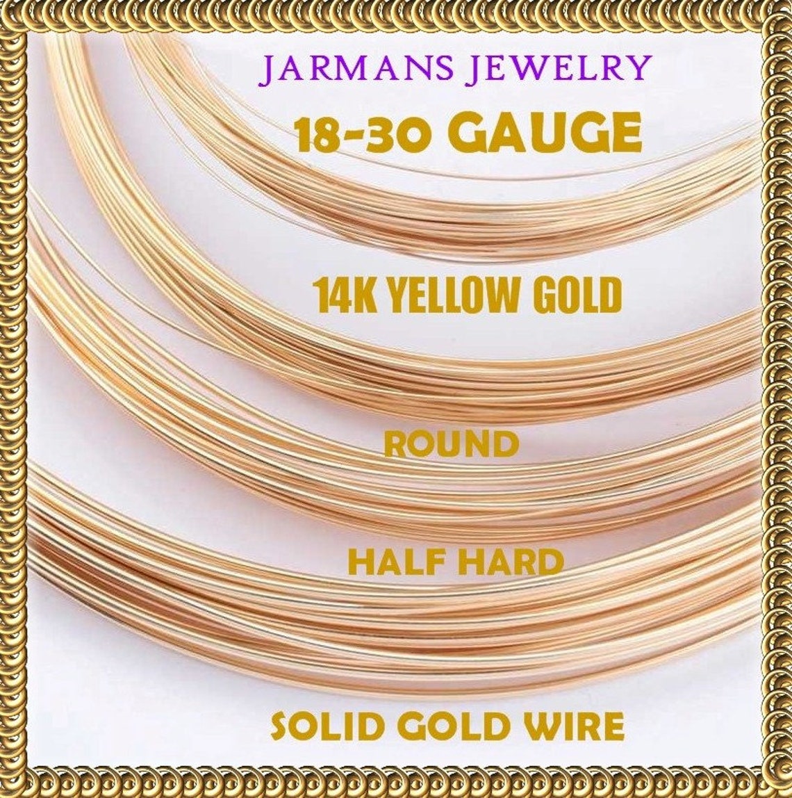 14K SOLID YELLOW GOLD Wire 18-30 gauge round 1/2 hard | Etsy