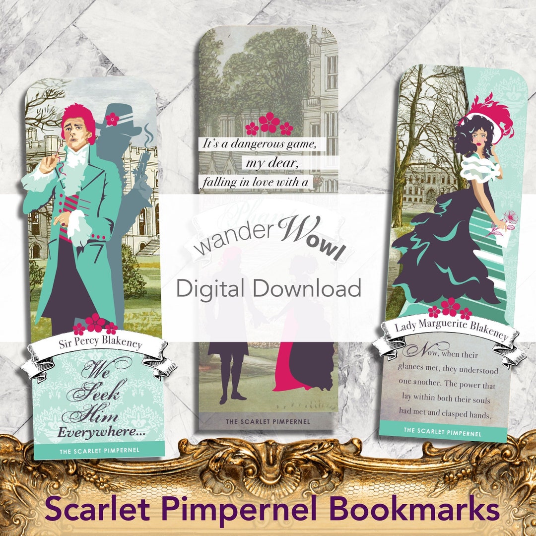 Scarlet Pimpernel Bookmark Set of 3 Instant Download Literary - Etsy