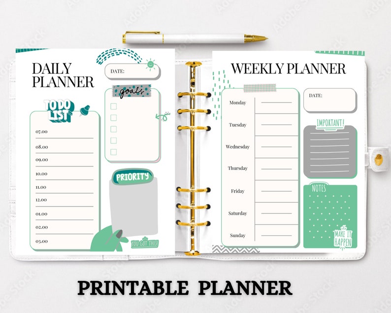 Printable Weekly Planner, Digital Weekly Planner, Hourly Weekly ...