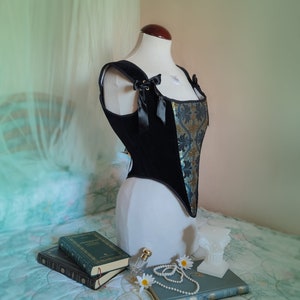 CUSTOM Black Velvet Corset With Brocade - Etsy