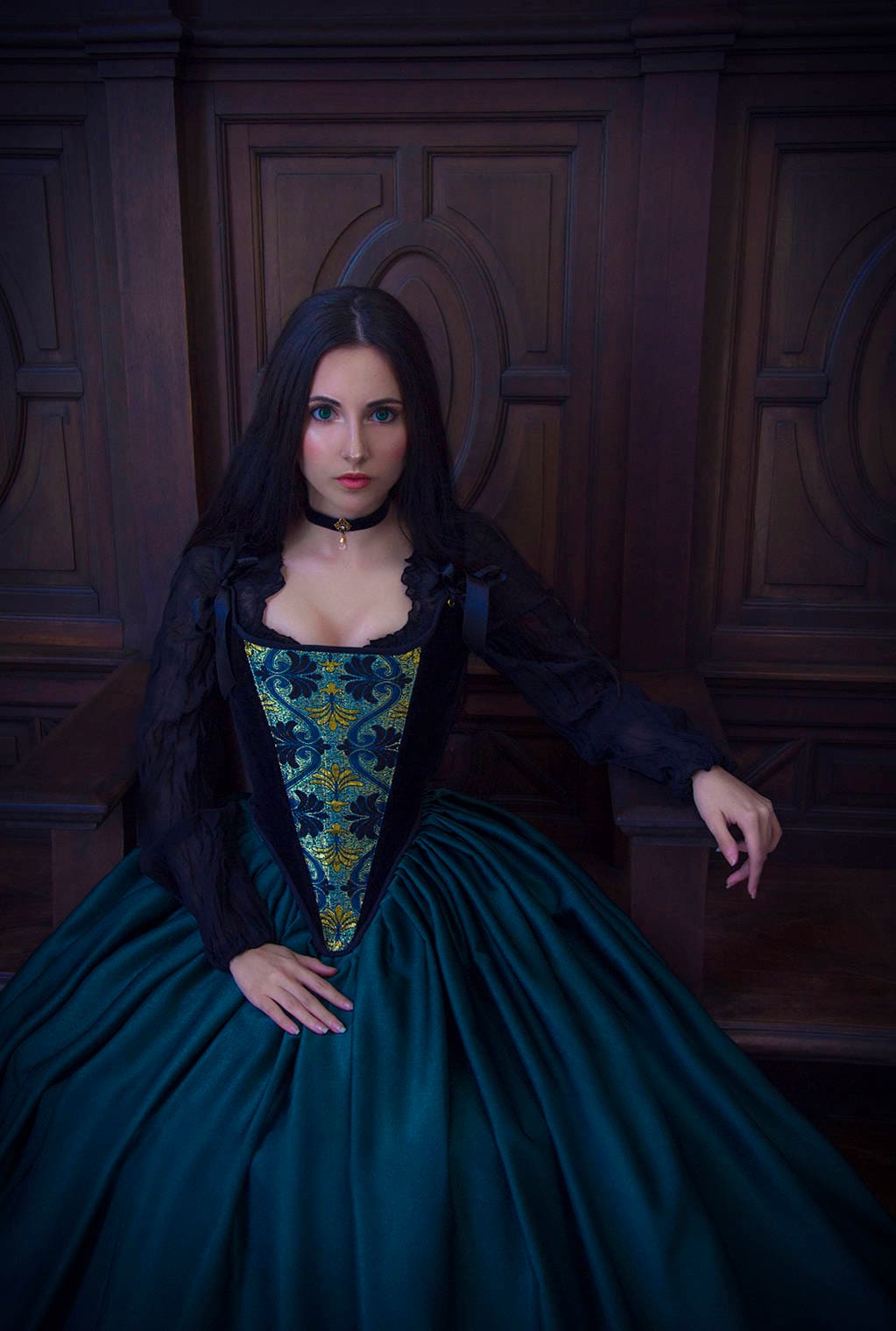 CUSTOM Black Velvet Corset With Brocade - Etsy