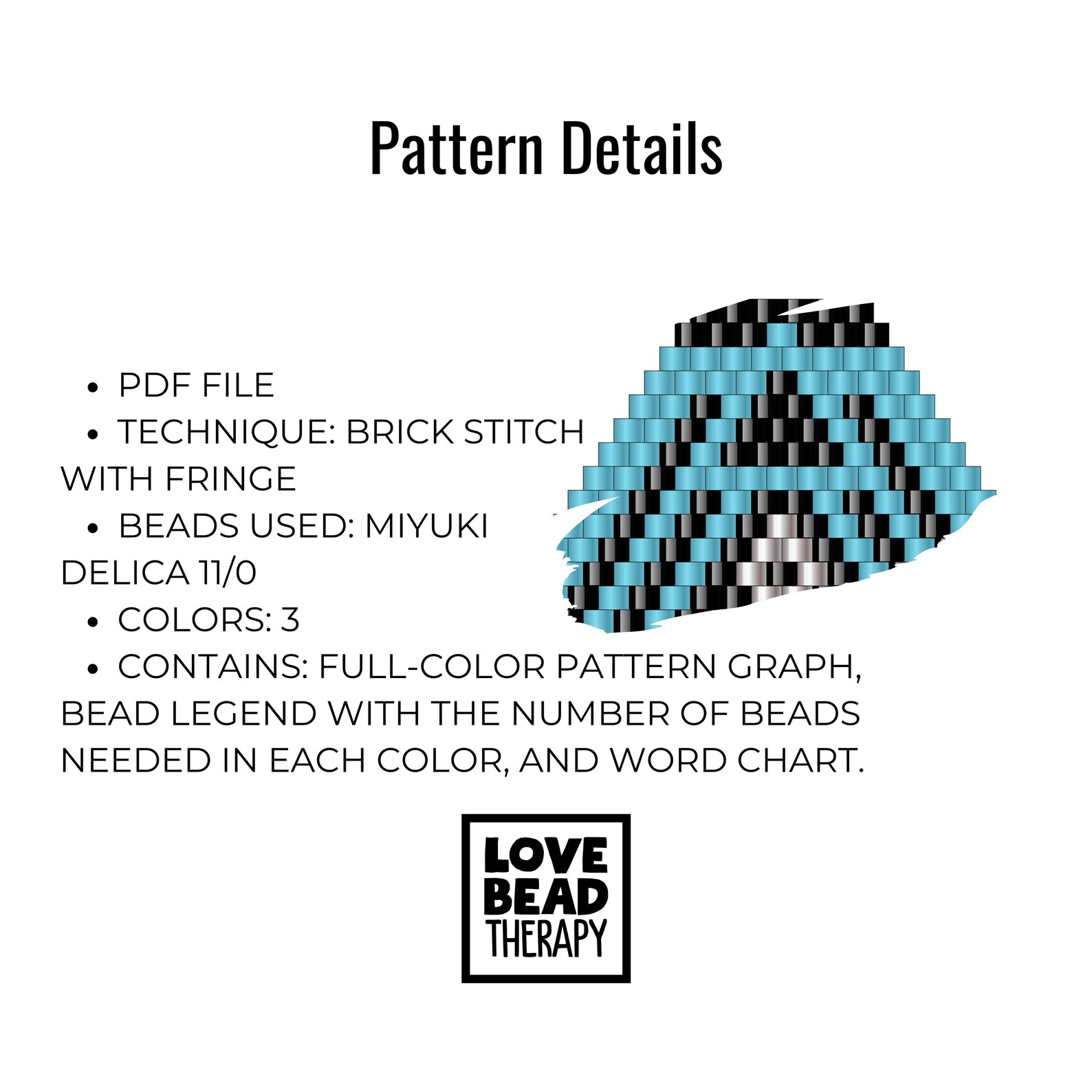 Bead Pattern for Brick Stitch Earrings, Bead Weaving Pattern, Hippie ...