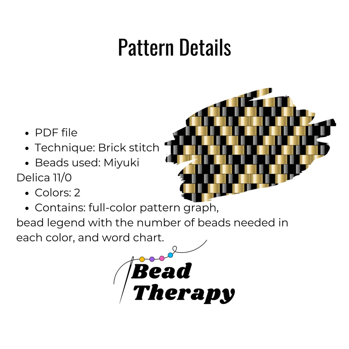 Brick Stitch Pattern, Two Color Brick Pattern, Design for Delicas ...