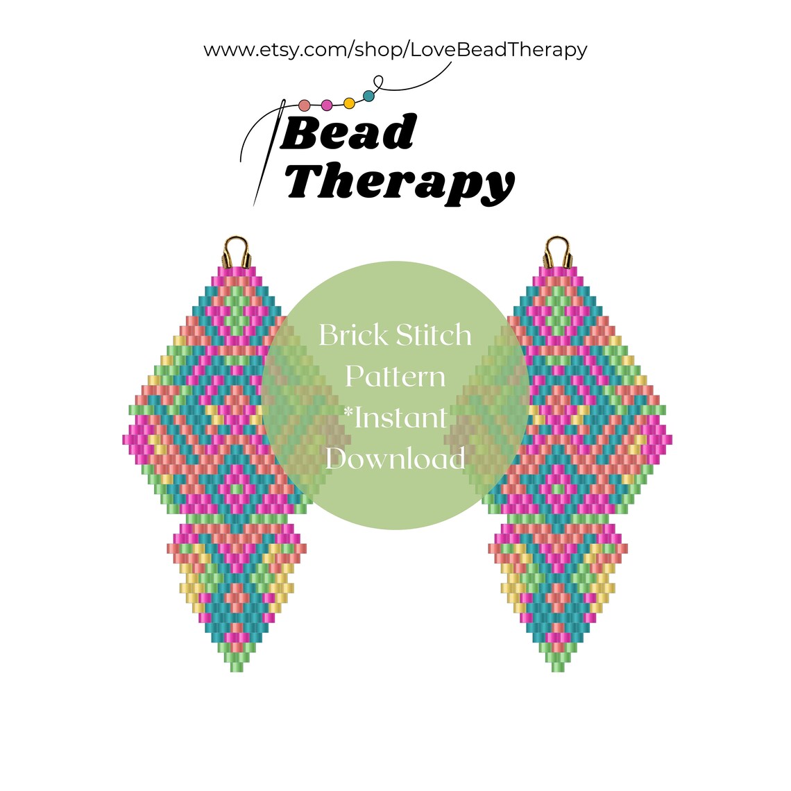 Colorful Brick Stitch Pattern, Delica Bead Graph, Seed Bead Pattern With Delicas - Etsy