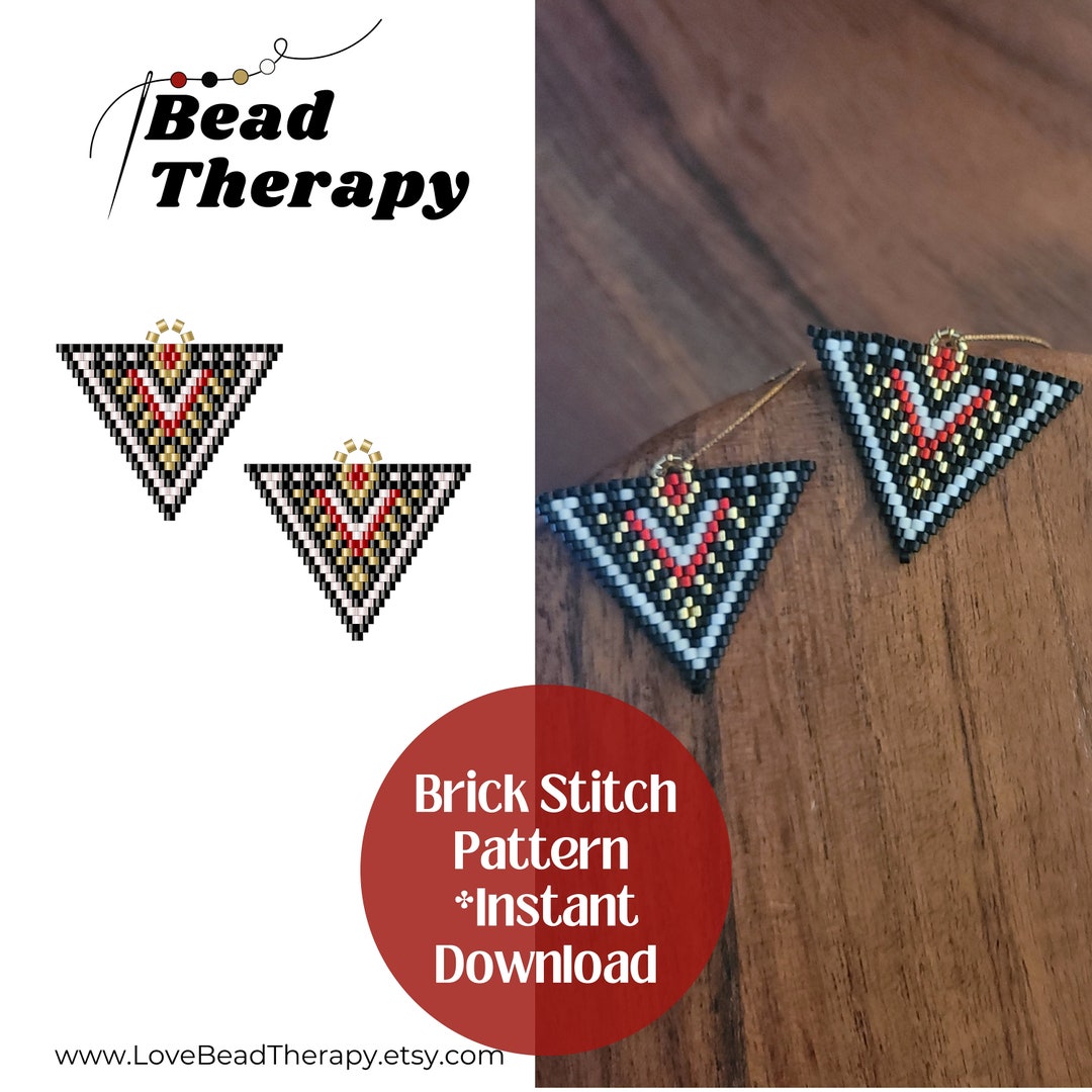 Triangle Brick Stitch Pattern, Seed Bead Earring Pattern, Bead Graph ...