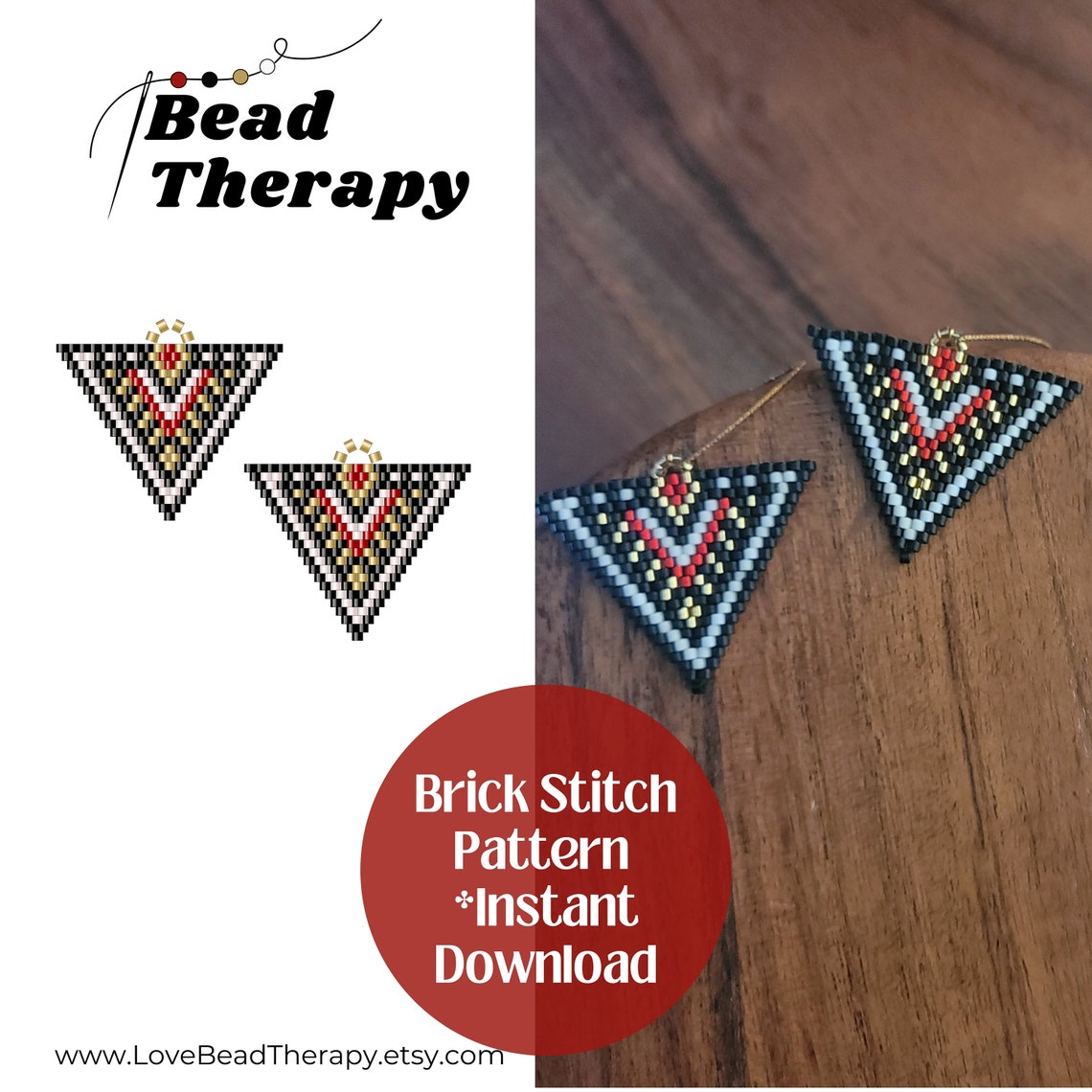 Triangle Brick Stitch Pattern, Seed Bead Earring Pattern, Bead Graph ...