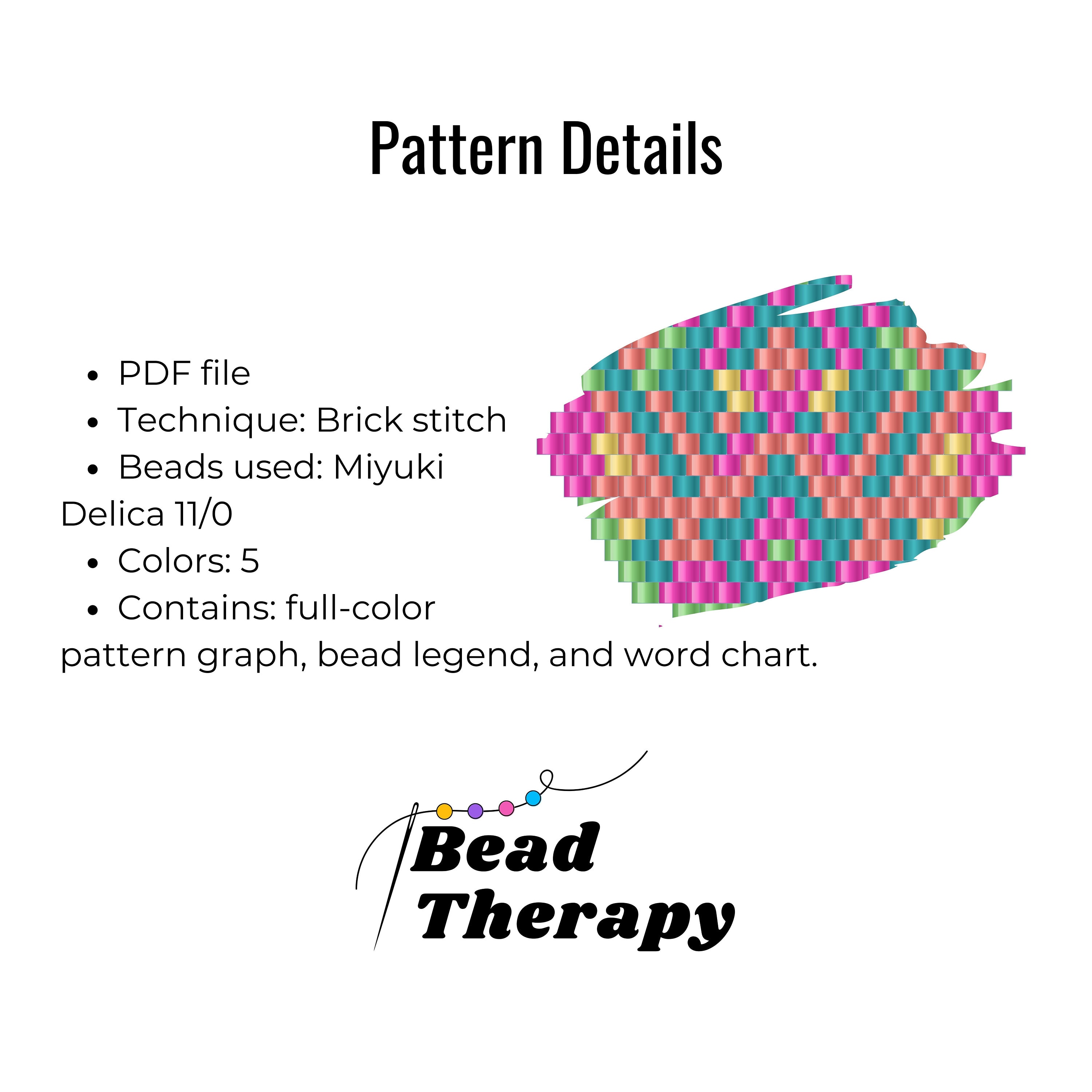 Colorful Brick Stitch Pattern, Delica Bead Graph, Seed Bead Pattern ...