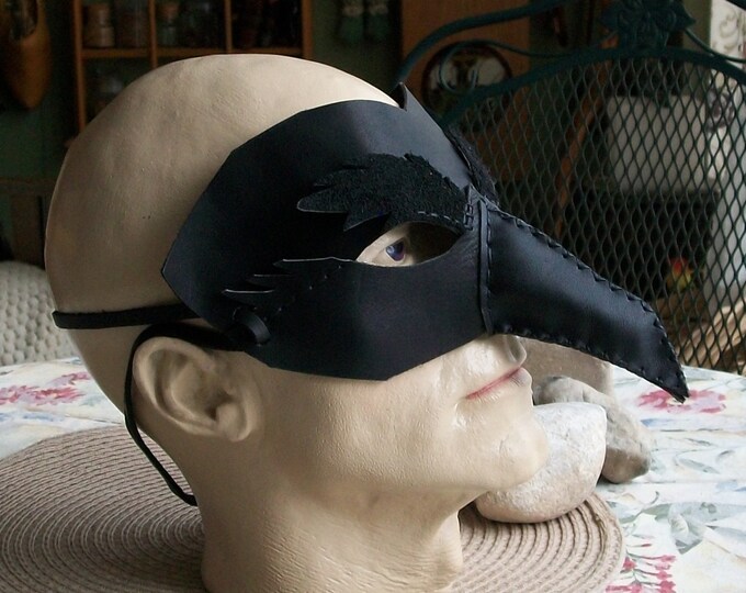Black Leather Mask Bird Beak Small Animal Masquerade Crow Raven ...