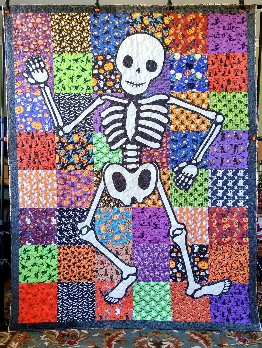 NEW Handmade 60"x 76" Halloween Skeleton Quilt - Etsy