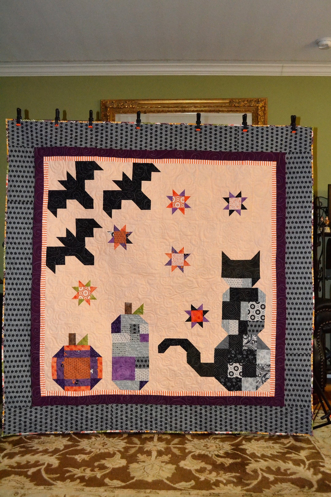NEW Handmade 65x 65 Patchwork Cat & Bats Halloween Quilt - Etsy