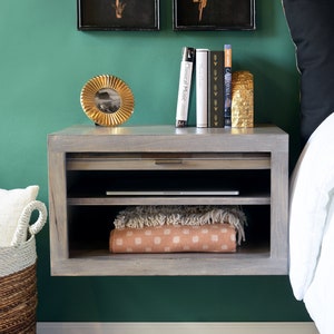 Modern Gray Floating Nightstand Wall Mount Night Stand - ECO GEO ...