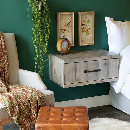 Gray Rustic Floating Nightstands Wall Mount Drawers - Etsy