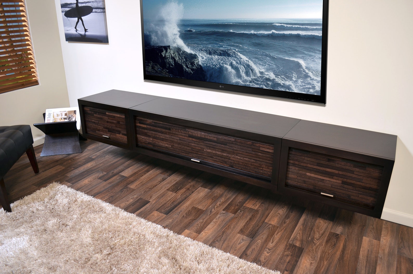 Floating TV Stand Wall Mount Entertainment Center - ECO GEO Espresso - Etsy